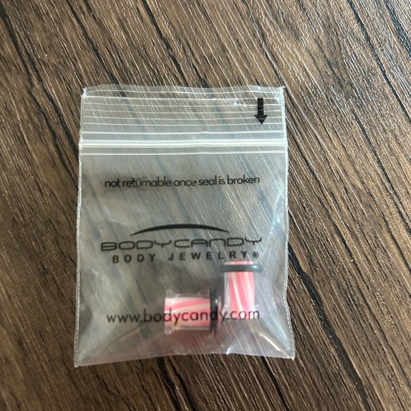 Other | Body Candy G Pink White Ear Plugs With Black Rings Perfect For ...